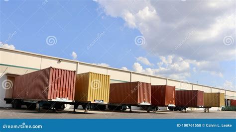Shipping Containers At A Loading Dock Stock Photo Image Of Shipments Storage