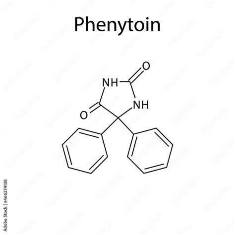 Phenytoin Molecular Structure Flat Skeletal Chemical Formula Anti Convulsant Drug Used To