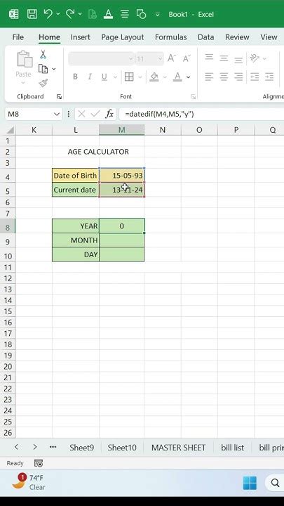 age calculate in excel exceltricks advanceexcel exceltipsandtricks