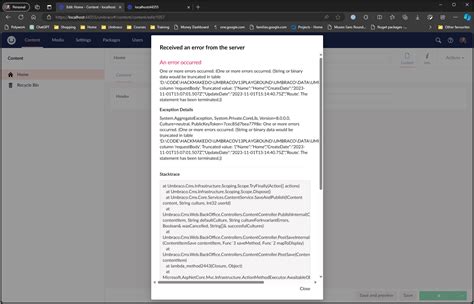 v13rc webhooks nothing is in log and exception thrown when content published · issue 15092