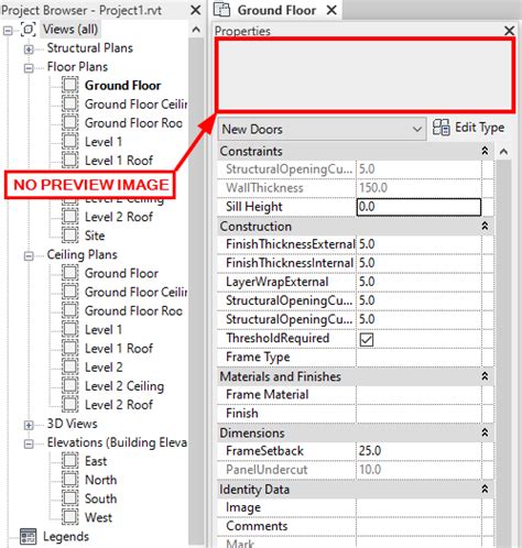 No Preview Image On Properties Tab When Selecting Architecture Object Autodesk Community