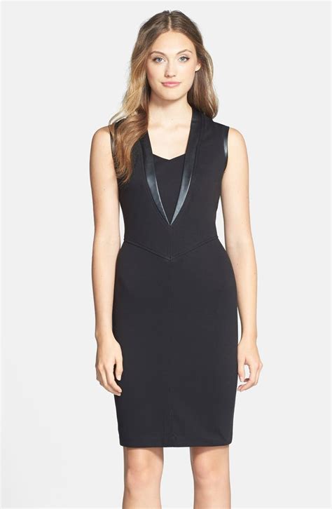 Marc New York By Andrew Marc Faux Leather And Ponte Sheath Dress Nordstrom