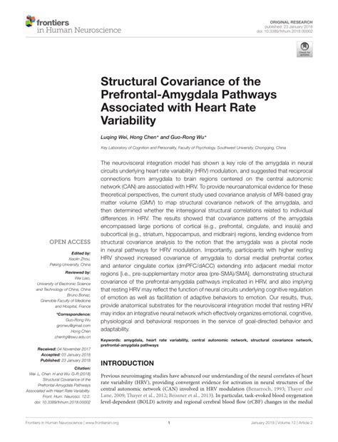 Pdf Structural Covariance Of The Prefrontal Amygdala Pathways