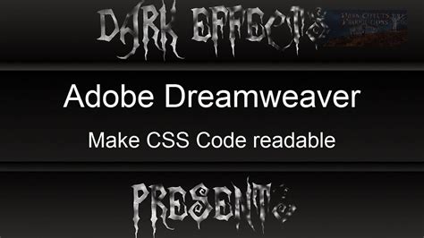 Adobe Dreamweaver Make Css Code Readable Youtube