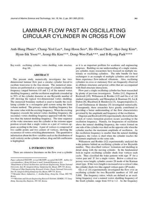 2010 Laminar Flow Past An Oscillating Circular Cylinder In Cross Flow Download Free Pdf