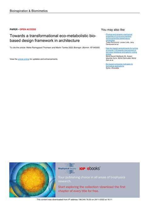 Pdf Towards A Transformational Eco Metabolistic Bio Based Design Framework In Architecture