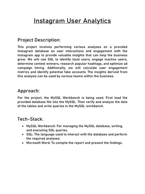 Instagram User Analytics Pdf Databases My Sql