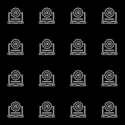 Artificial Intelligence Laptop With Gear Vector Ai Settings Dark Simple Seamless Pattern In
