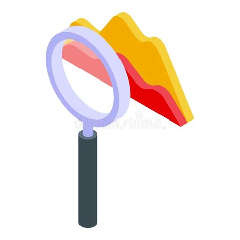 Magnifying Glass Analyzing Isometric Business Chart Stock Vector