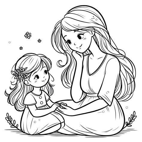 Mom And Daughter Coloring Pages Coloringlib