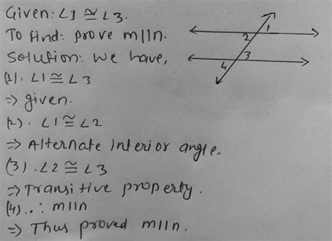 solved refer to the figure at the right given ∠ 1≌ ∠ 3 prove