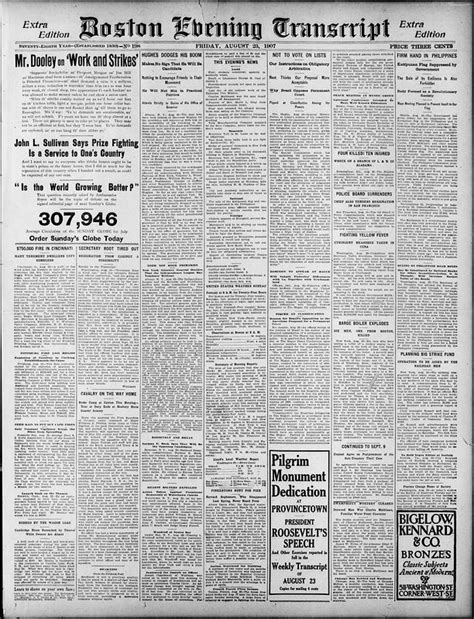 Boston Evening Transcript August 23 1907 Digital Commonwealth