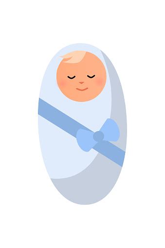 전면 보기 문자 만화 스타일 짧은 머리를 가진 웃는 소년 또는 소녀의 평면 벡터 일러스트 레이 션 잠자는 아이 유아 아기 신생아 어린 시절 새로운 삶 출산 건강관리와 의술에