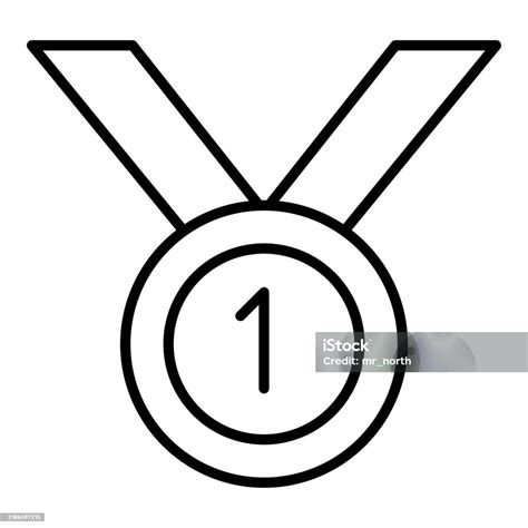 챔피언 메달 아이콘 얇은 선 스타일 벡터 일러스트 레이 션 그래픽 디자인 1에 대한 스톡 벡터 아트 및 기타 이미지 1 1위 Championship Istock
