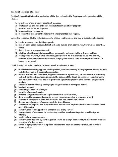Modes Of Execution Of Decree Pdf Property Justice