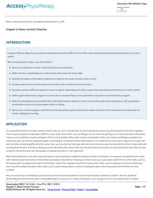 Chapter Physiology Of Motor Control CHAPTER Physiology Of Motor Control Learning