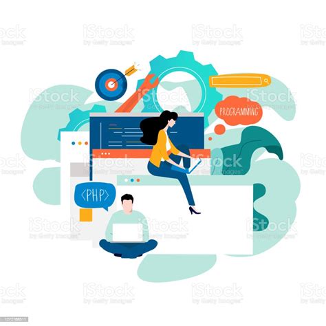 Coding Programming Application And Website Development Flat Vector Illustration Design For