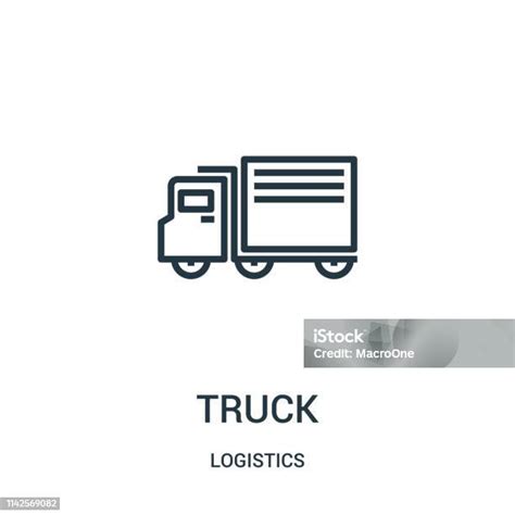 물류 컬렉션에서 트럭 아이콘 벡터입니다 얇은 라인 트럭 개요 아이콘 벡터 일러스트 레이 션입니다 웹 및 모바일 앱 로고 인쇄 미디어에 사용할 선형 기호입니다 0명에 대한