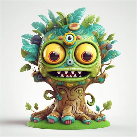 Premium AI Image A Figurine Of A Monster With A Tree On It