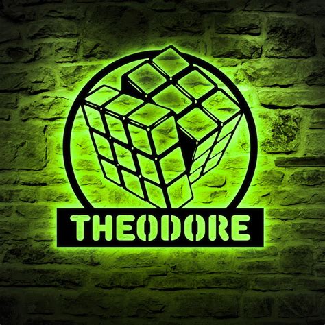 Custom Rubiks Cube Metal Wall Art Led Light Personalized Rubiks Cube Name Sign Home Decor