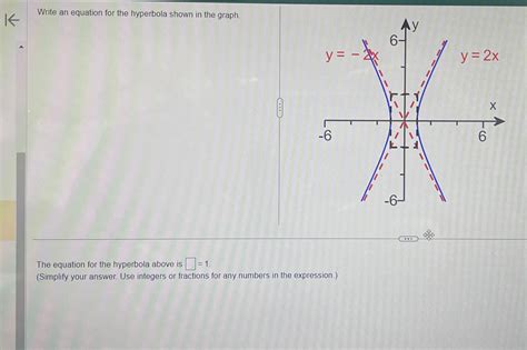 Solved Write An Equation For The Hyperbola Shown In The