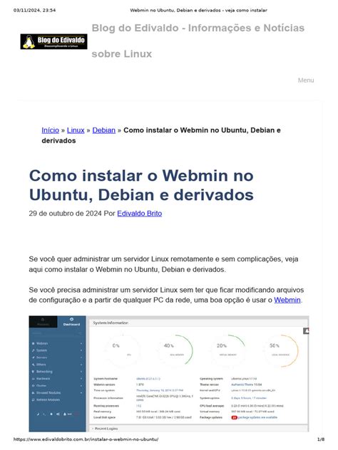 Webmin No Ubuntu Debian E Derivados Veja Como Instalar Pdf Linux Distribuição Linux