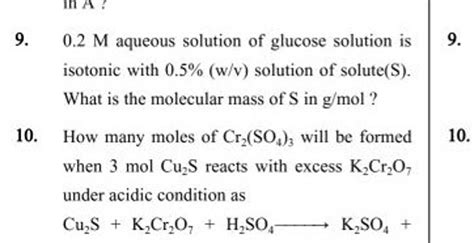9 0 2m Aqueous Solution Of Glucose Solution Is Isotonic With 0 5 W V S