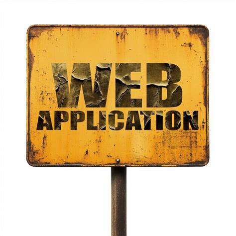 Web Application Written On Rusted Yellow Road Sign Isolated On Solid