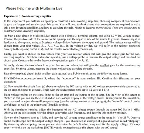 Please Help Me With Multisim Live Experiment 3