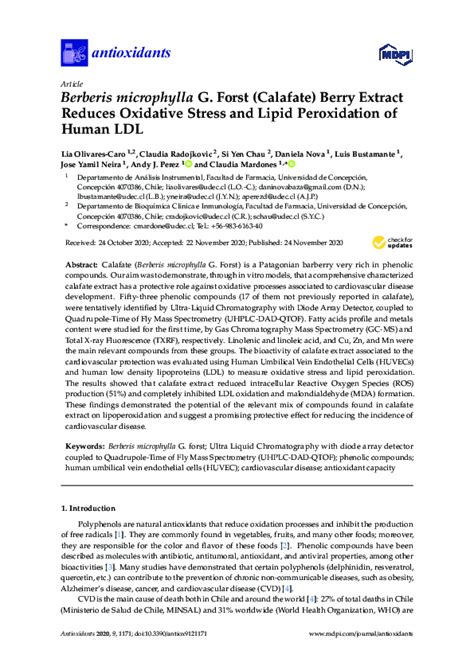 Pdf Berberis Microphylla G Forst Calafate Berry Extract Reduces