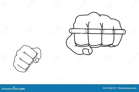 Clenched Fists Holding Brass Knuckle Punch Stock Vector Illustration Of Attack Fighter 61356747