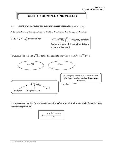 Unit 01 Complex Numbers Pdf Complex Number Cartesian Coordinate