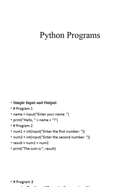 Python Programs Pdf