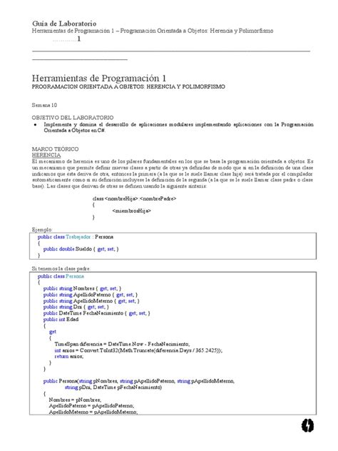 S10 Programación Orientada A Objetos Herencia Y Polimorfismo Pdf Herencia Programación
