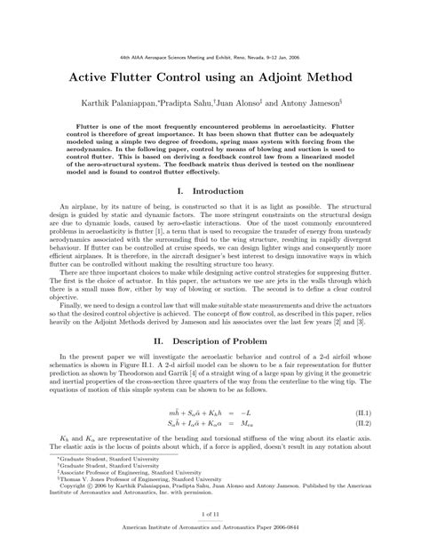 Pdf Active Flutter Control Using An Adjoint Method