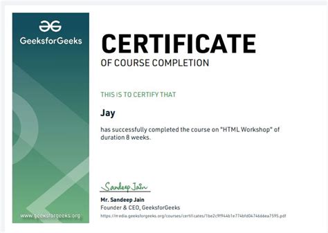 Jay Verma On Linkedin I Am Very Delighted To Get Gfg Certificate