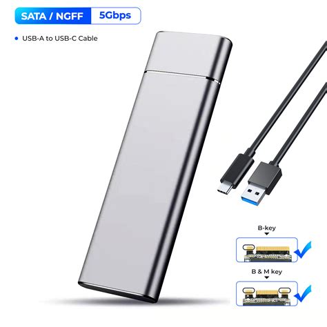 M 2เคส SSD NGFF USB Type C Gen1 5Gbps เคส SSD M2กลองฝาปด SATA NGFF สำหรบ SSD M2 NGFF
