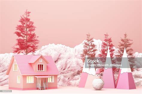 산과 낮은 폴리 전나무 나무와 핑크 톤 색상의 아름다운 크리스마스 겨울 눈 덮인 풍경 배경입니다 3d 렌더링 3차원 형태에 대한 스톡 사진 및 기타 이미지 Istock