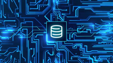 Circuit Board With Moving Electrons And Database Data Flow On A Motherboard Glowing Circuit