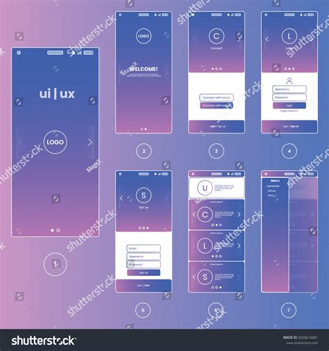 Ui Ux Gui Kit Welcome Connect Stock Vector Royalty Free 2020616681 Shutterstock