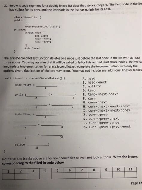 Solved 22 Below Is Code Segment For A Doubly Linked List