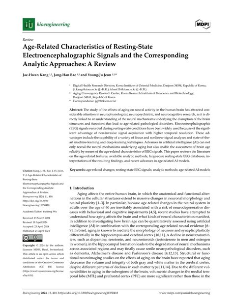 Pdf Age Related Characteristics Of Resting State Electroencephalographic Signals And The