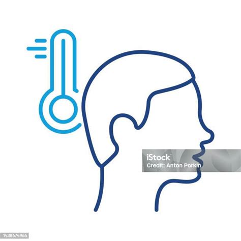 발열 열 고온 아이콘 체온 발열 증상 온도계 선형 아이콘 독감 바이러스 감기 코로나바이러스 증상 의료 포스터에 대한 그림 편집 가능한 스트로크 벡터 일러스트레이션 열 질병에