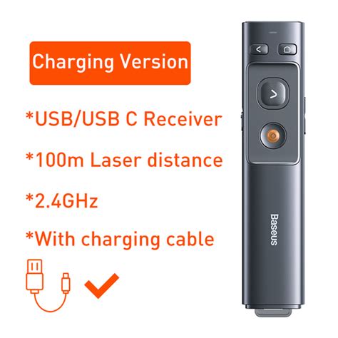 Baseus Wireless Presenter Usband Usb C Laser Pointer With Remote Control Infrared Presenter Pen