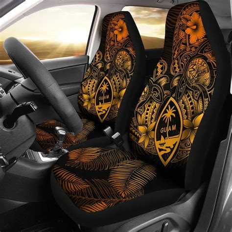Guam Polynesian Car Seat Covers Gold Turtle Homeland
