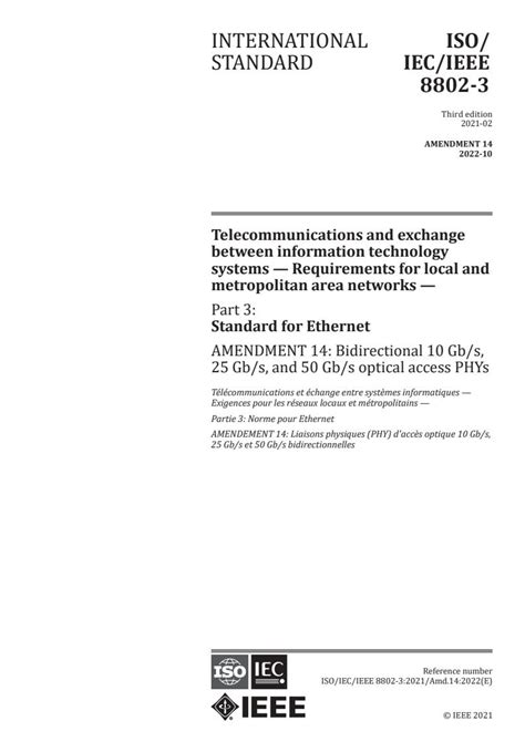 ISO IEC IEEE Amd Telecommunications And Exchange Between Information