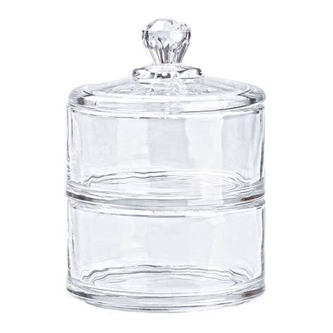 Конфетница двухуровневая объем 2 × 300 мл со стеклянной крышкой прозрачная Id 2269033628