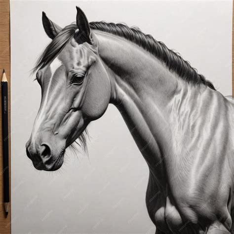 Realistic Graphite Drawing Of A Horses Portrait Premium Ai Generated