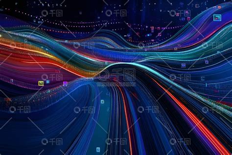 信息科技ai数字艺术 信息科技3d渲染抽象现代深蓝色线条波浪形网络数据流插画 Ai图片免费下载 Png格式 4032像素 编号71871486 千图网