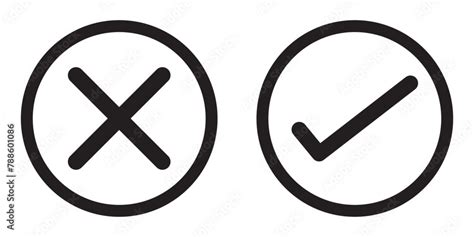 Right Or Wrong Signs Icons Silhouette Cross And Check Mark Icons Design